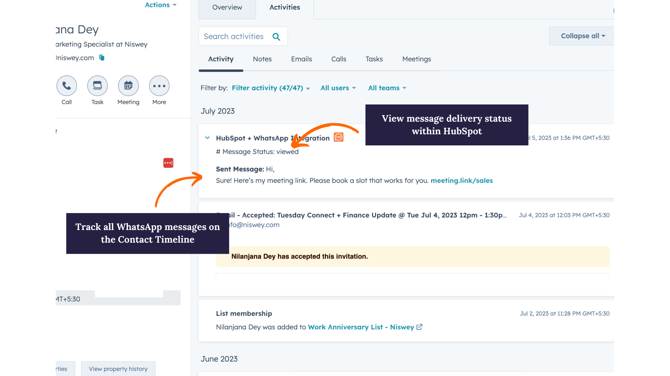 WhatsApp Integration by Niswey HubSpot Integration | Connect Them Today